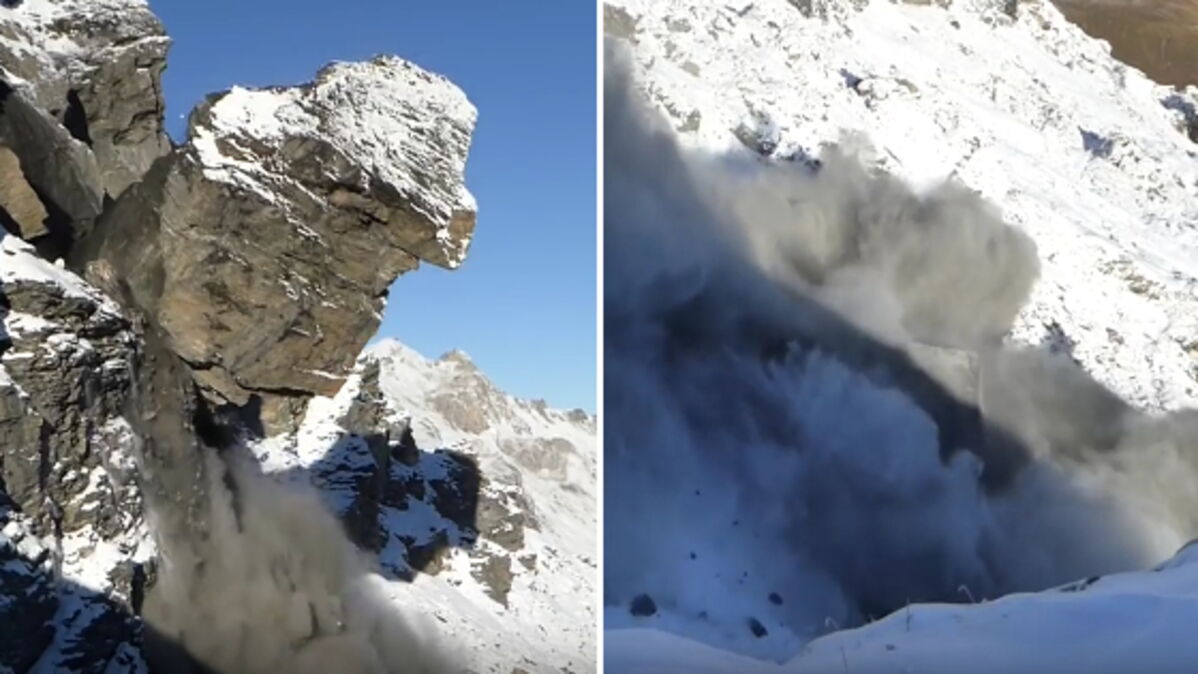 Un éboulement spectaculaire filmé dans les hauteurs d'un village suisse