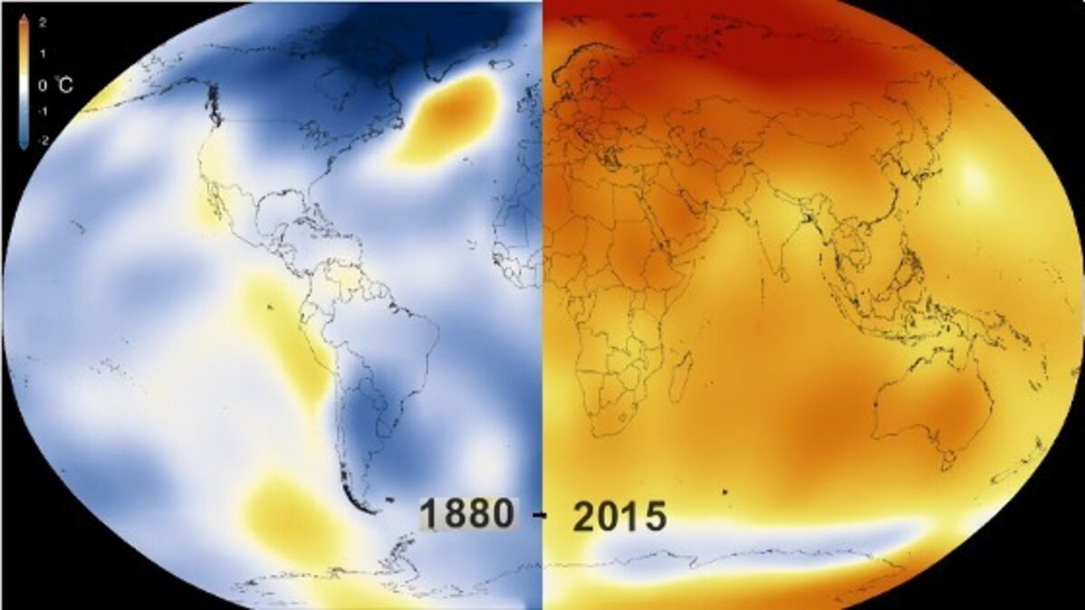 La NASA dévoile une carte animée du réchauffement climatique entre 1880 et 2015